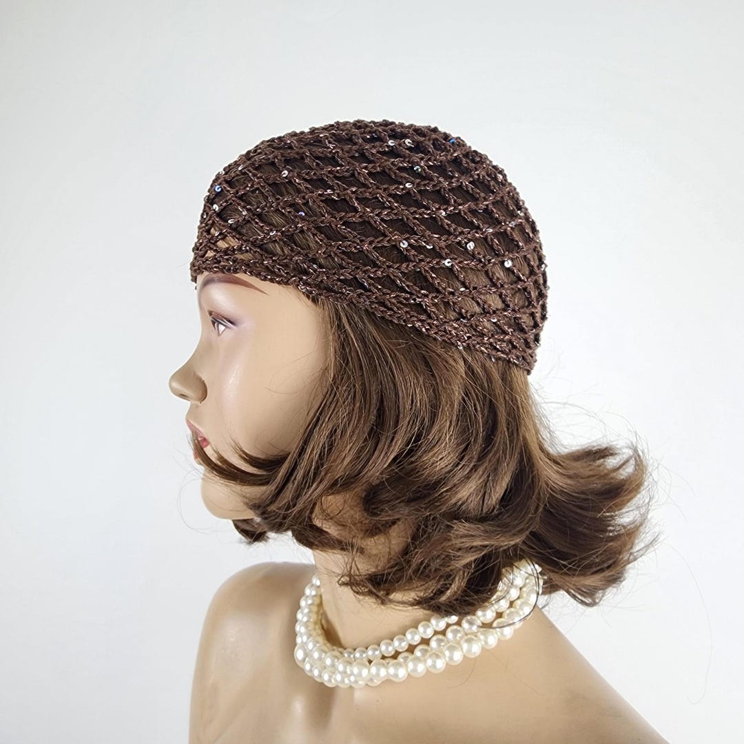 Crochet Brown Mesh Hat, All Color Skull Cap, Netted Mesh Cap, Handmade ...