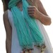 Cotton Scarf With Turkish Oya, Oversized Lightweight Turquoise Summer ...