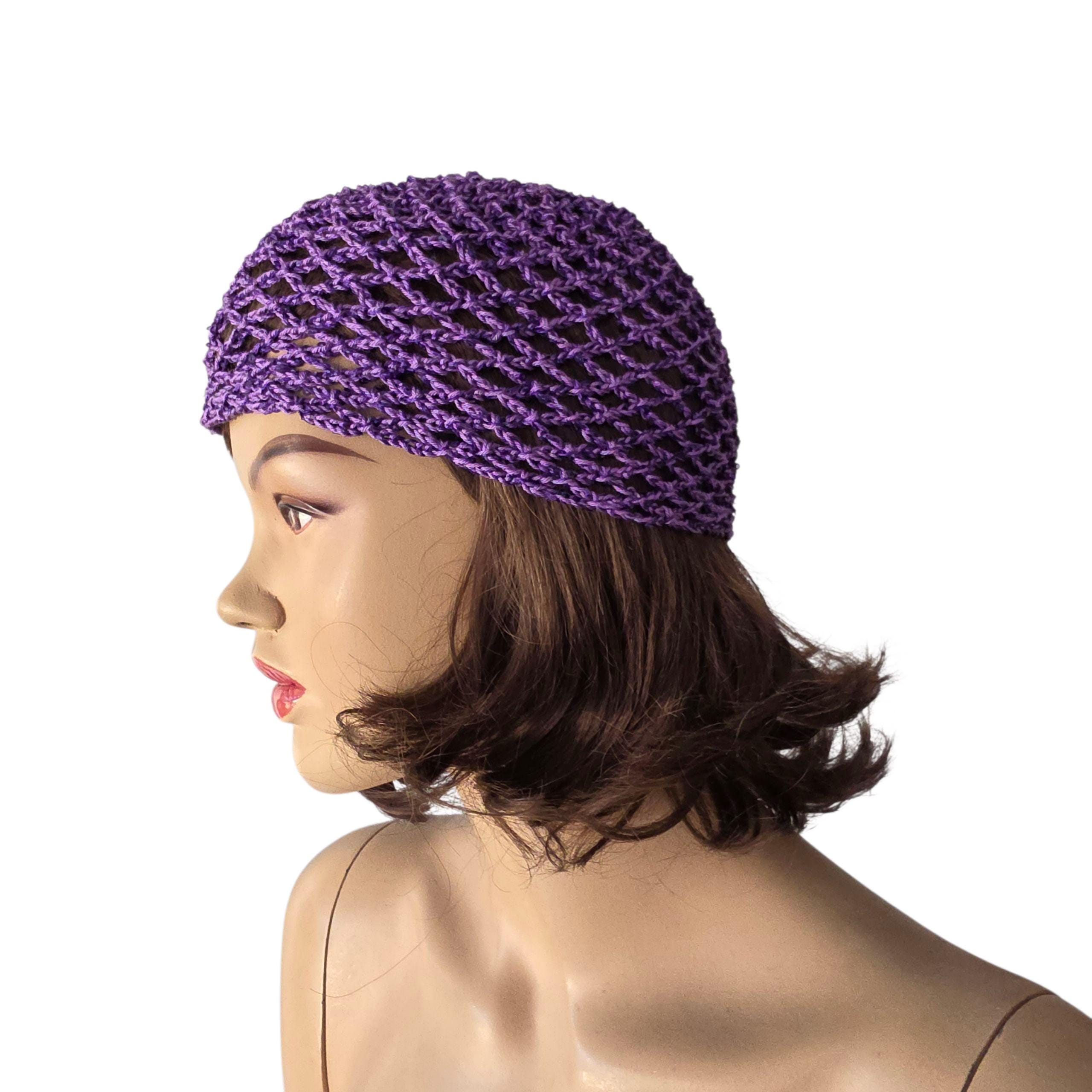 Crochet Purple Mesh Hat, All Color Skull Cap, Netted Mesh Cap, Handmade ...