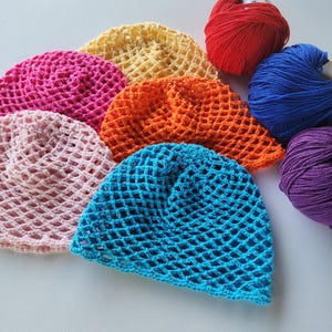 Crochet Mesh Hat, Red Crochet Skull Cap, Crochet Netted Hat, Vintage ...