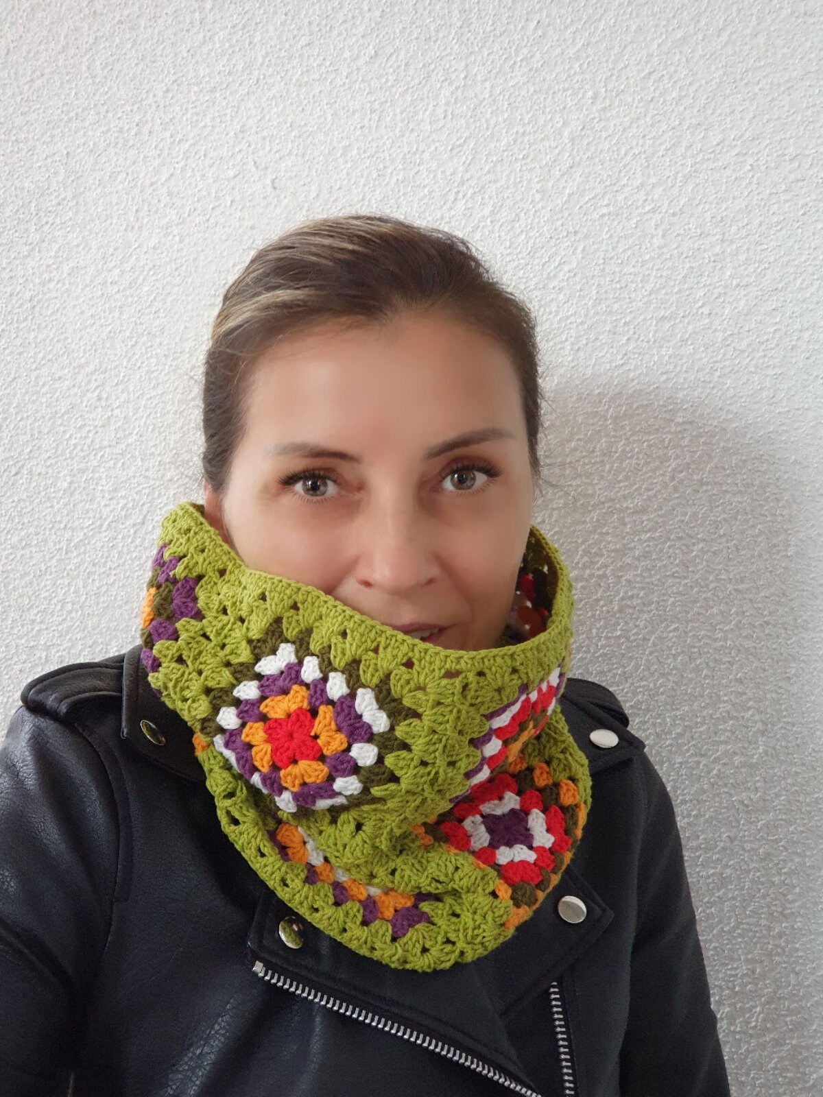 Afghan Scarf Granny Square Cowl Green Cowl Scarf Crochet - Etsy