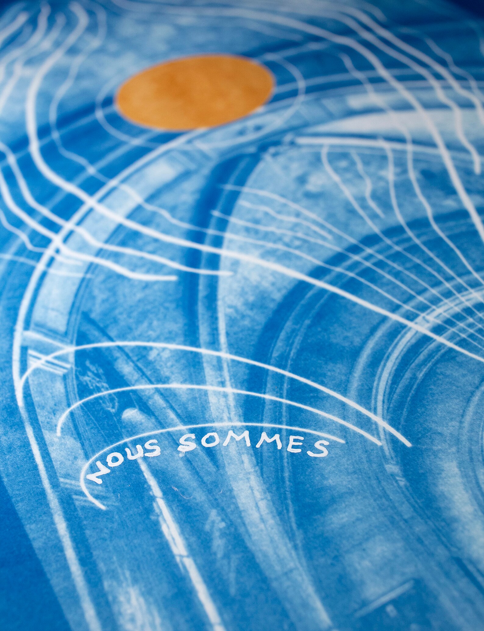 Hand-painted Cyanotype Print of the Ceiling of Saint Elizabeth in Paris ...