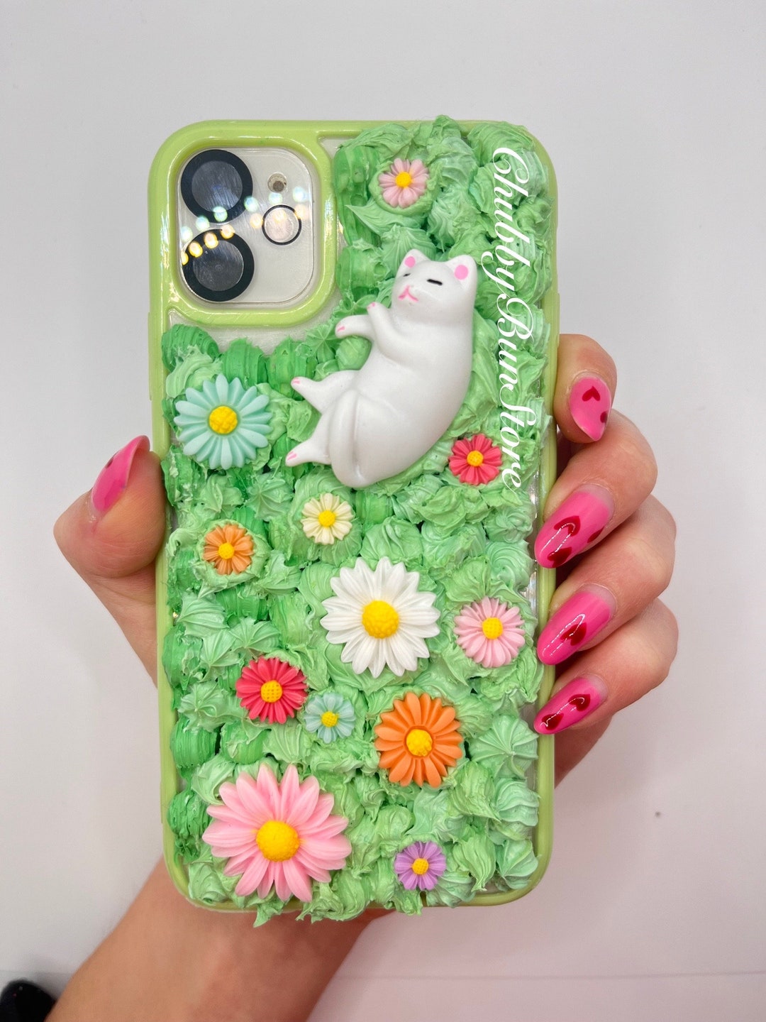 Made to Order Custom Decoden Phone Case Sleeping Kitten in Flowery ...