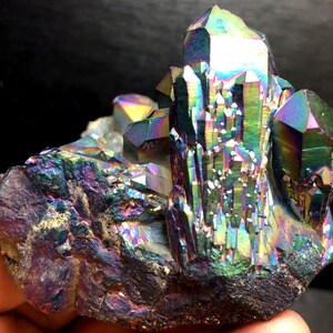 189g Rainbow Titanium Plated Crystal Cluster, Color-changing Crystal ...