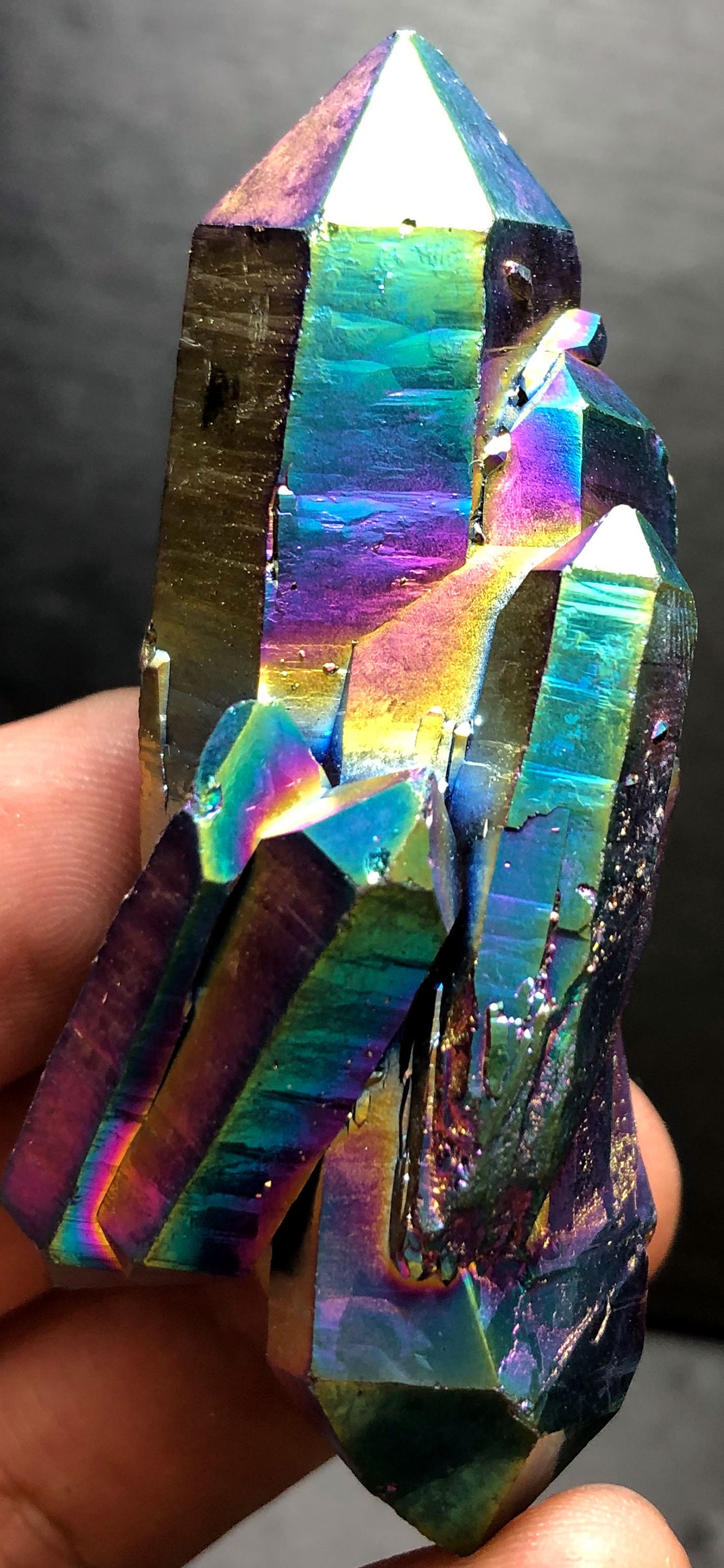 Rainbow Titanium Coated Crystal Cluster: Color-changing Quartz ...