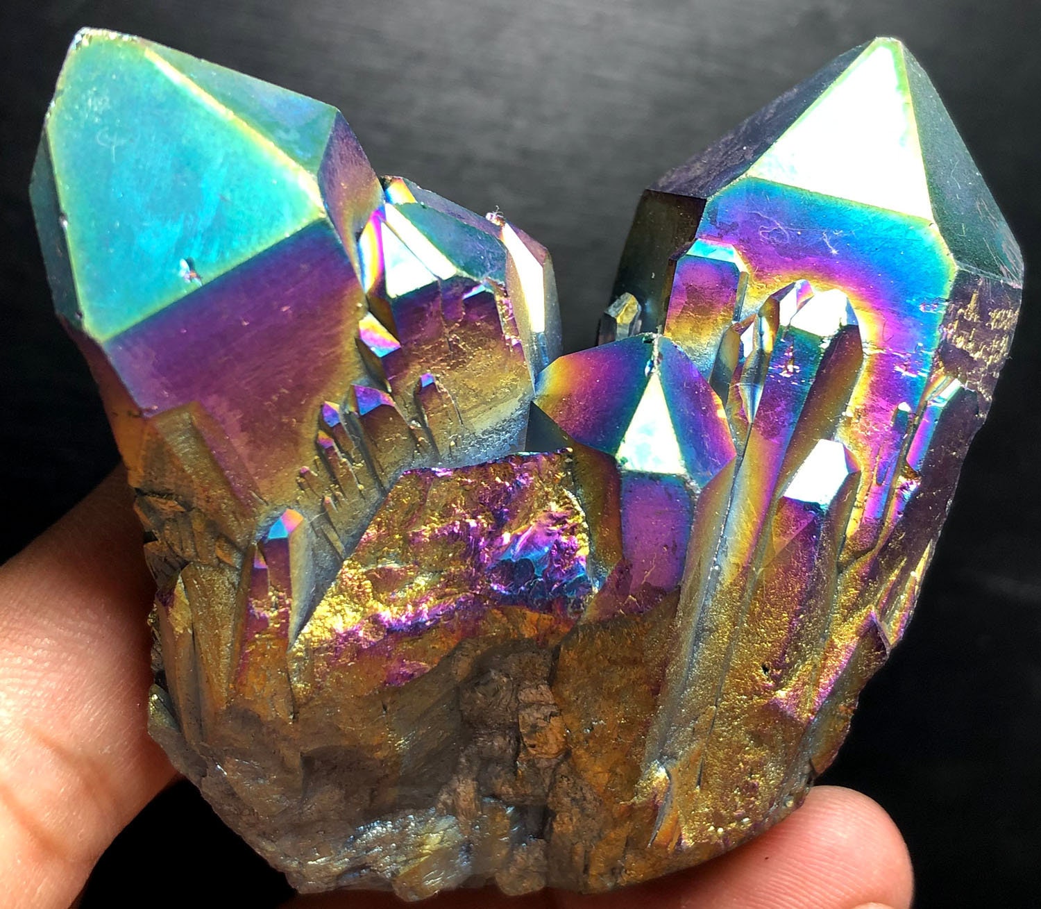 134g Rainbow Titanium plated Crystal Cluster color-changing | Etsy