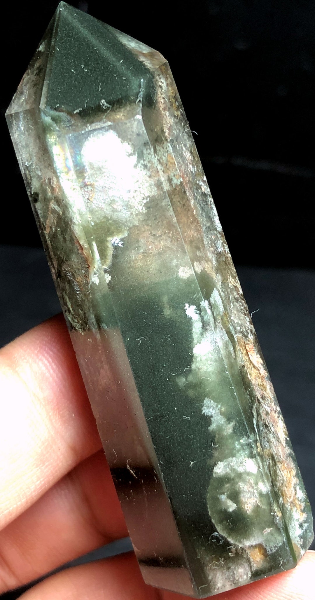 47g Natural Phantom 'green Ghost' QUARTZ Crystal Point Polished Healing ...