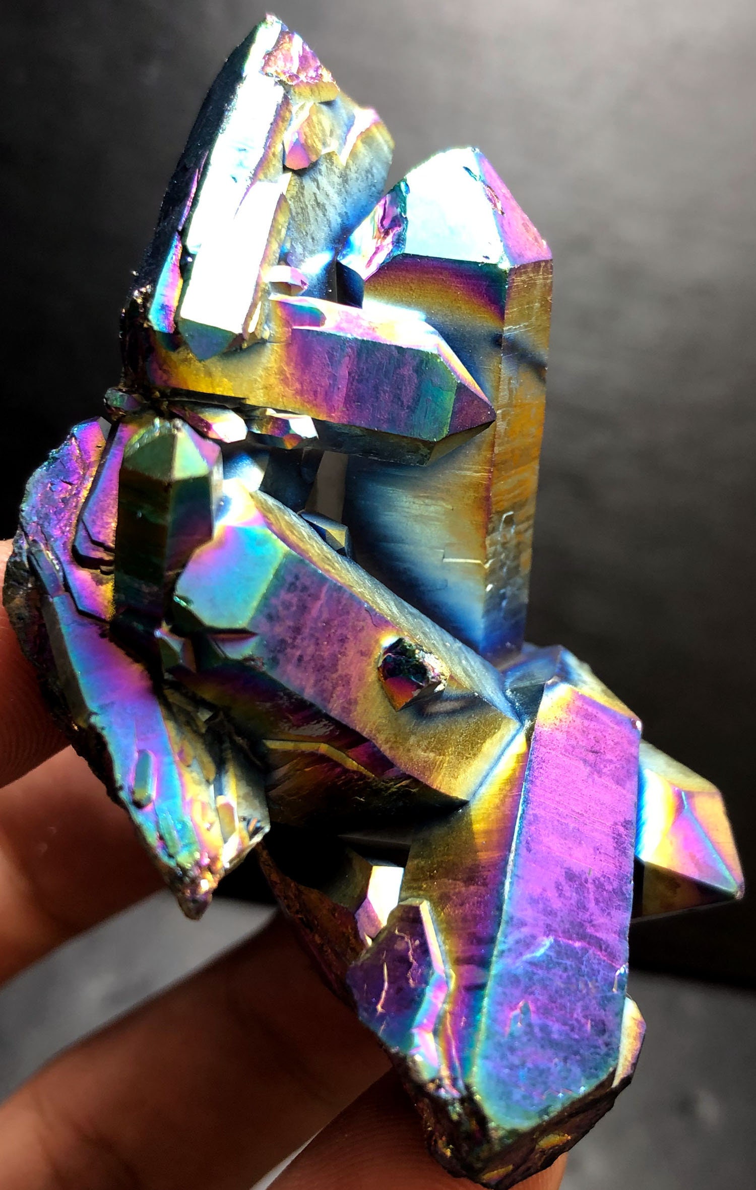 78g Rainbow Titanium Plated Crystal Cluster Color-changing - Etsy UK