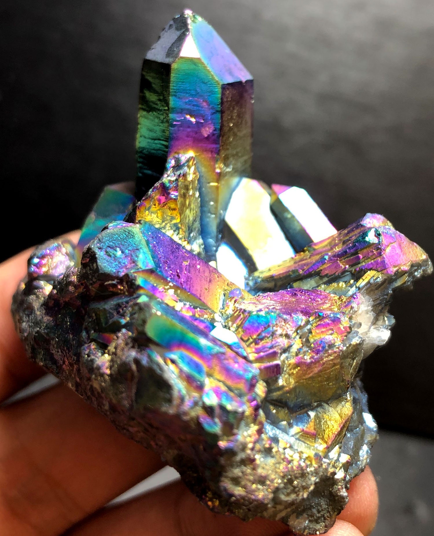 74g Rainbow Titanium plated Crystal Cluster color-changing | Etsy