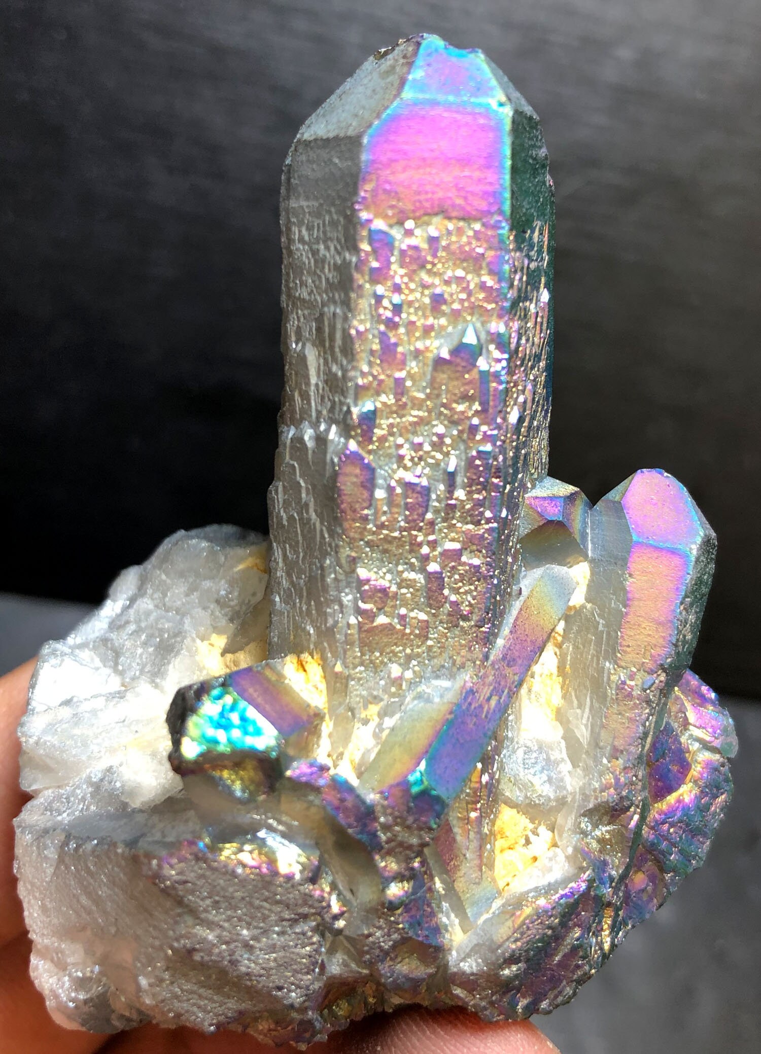 Rainbow Titanium Coated Crystal Cluster (91g) - Etsy