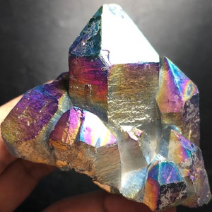 165g Rainbow Titanium Plated Crystal Cluster, Color-changing Crystal ...