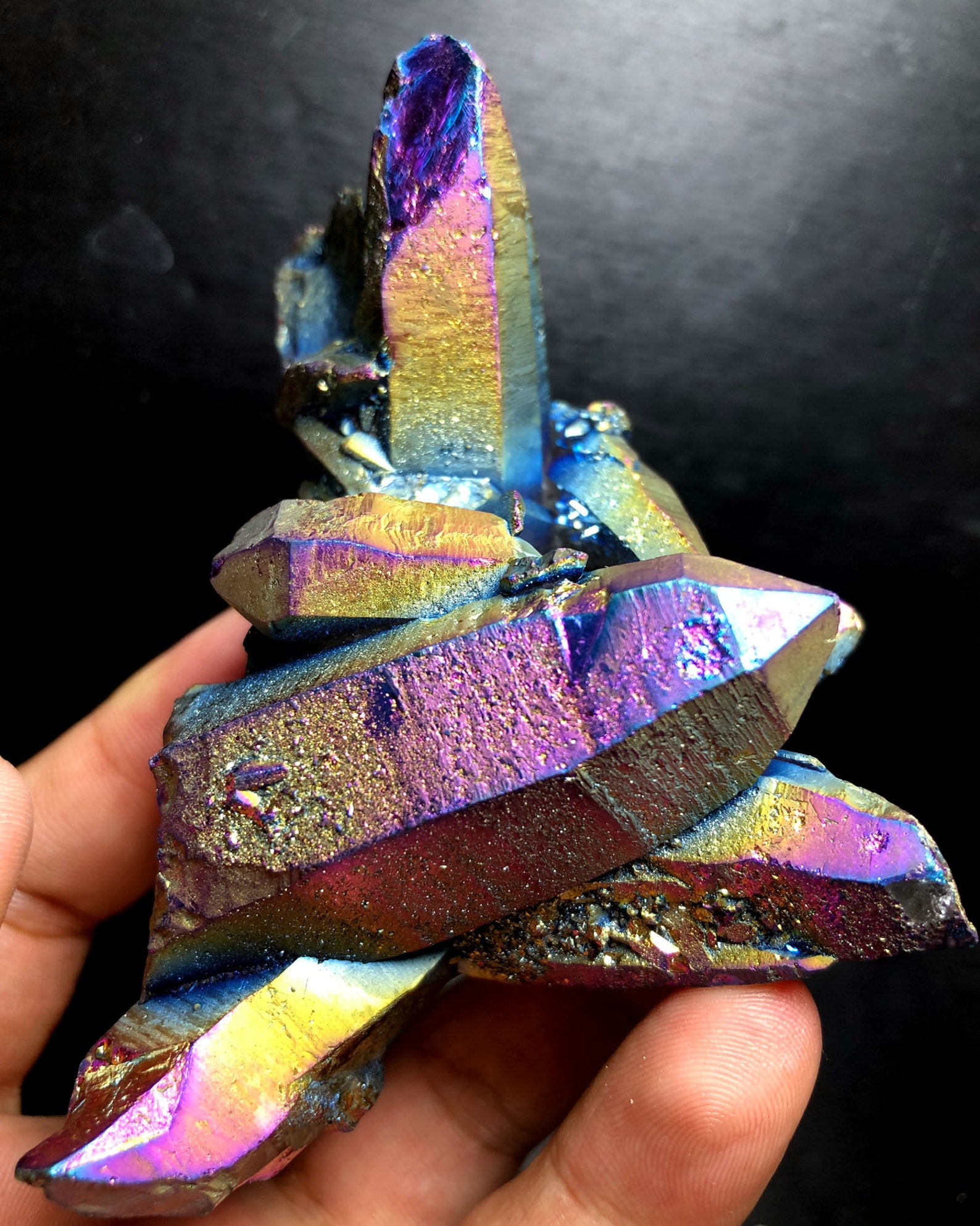 222g Rainbow Titanium Plated Crystal Cluster Color-changing - Etsy