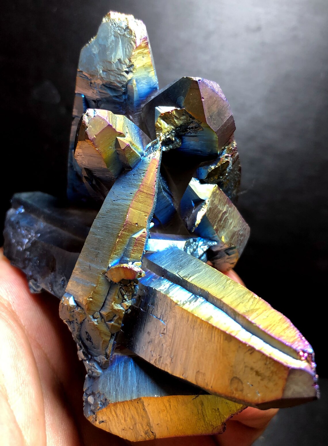 222g Rainbow Titanium Plated Crystal Cluster Color-changing - Etsy