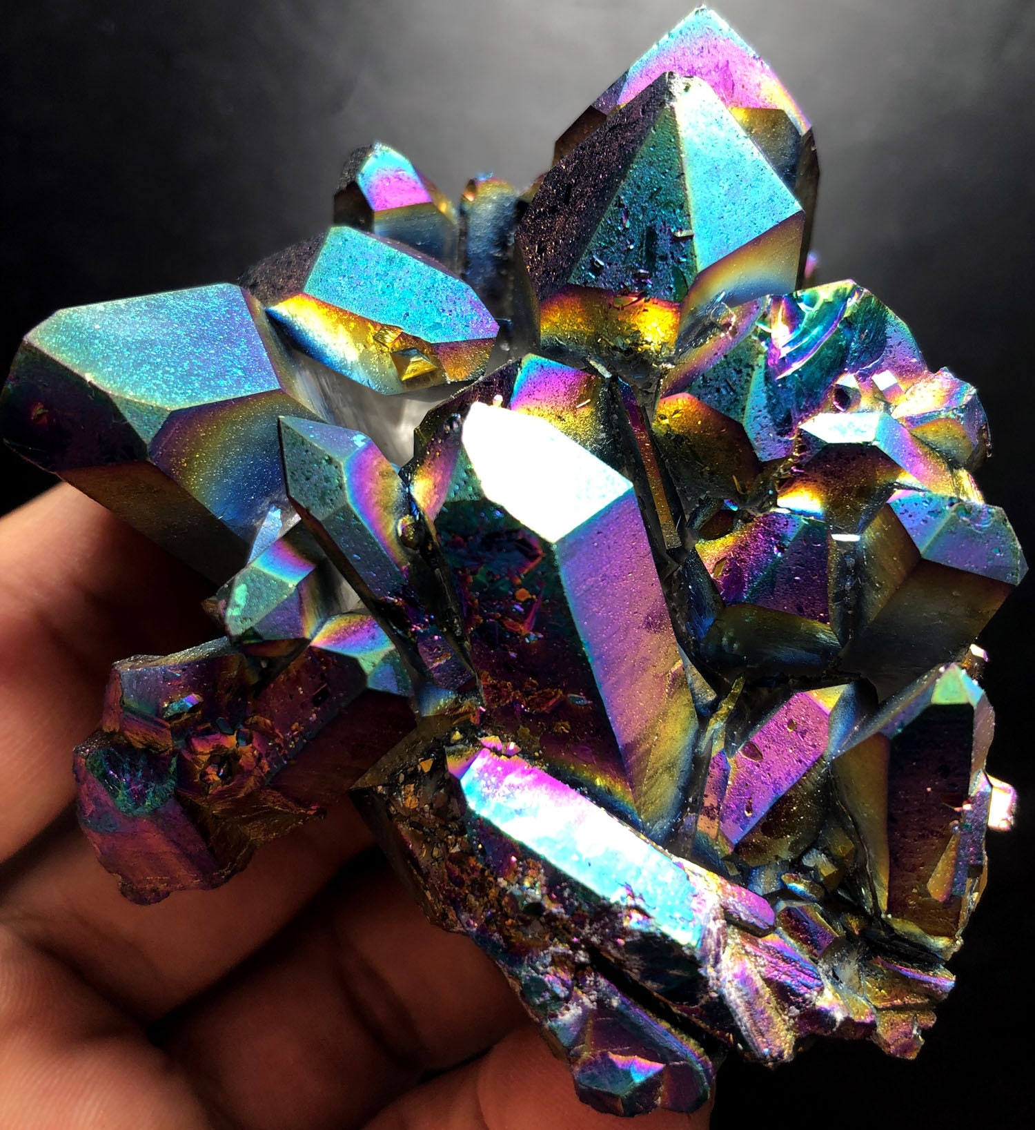 219g Rainbow Titanium Plated Crystal Cluster Color-changing - Etsy