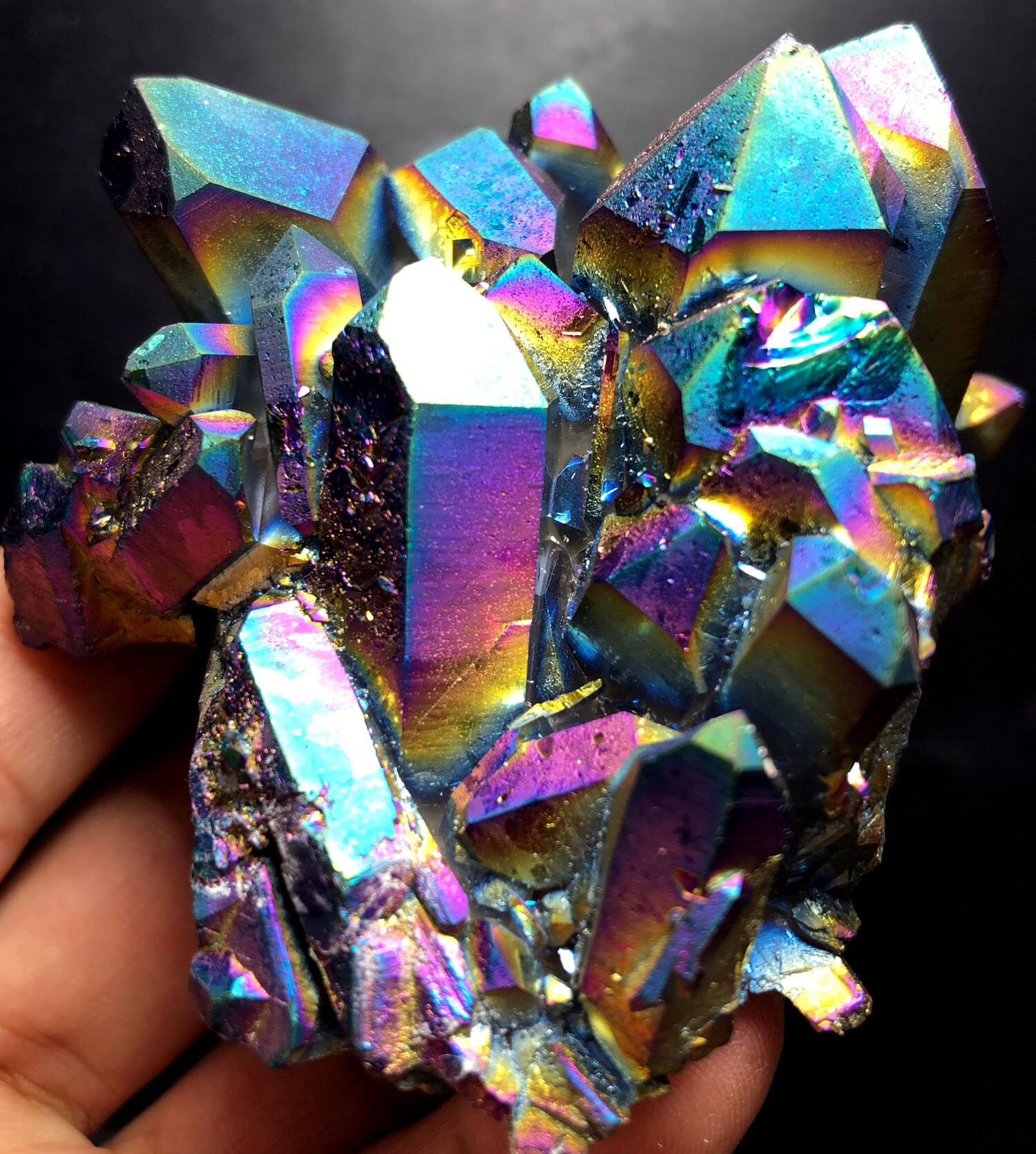 219g Rainbow Titanium Plated Crystal Cluster Color-changing - Etsy