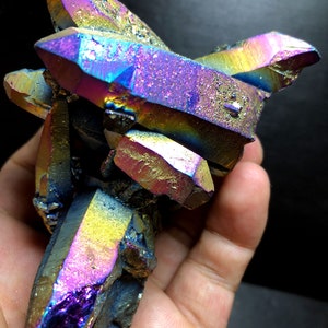 222g Rainbow Titanium Plated Crystal Cluster, Color-changing Crystal ...