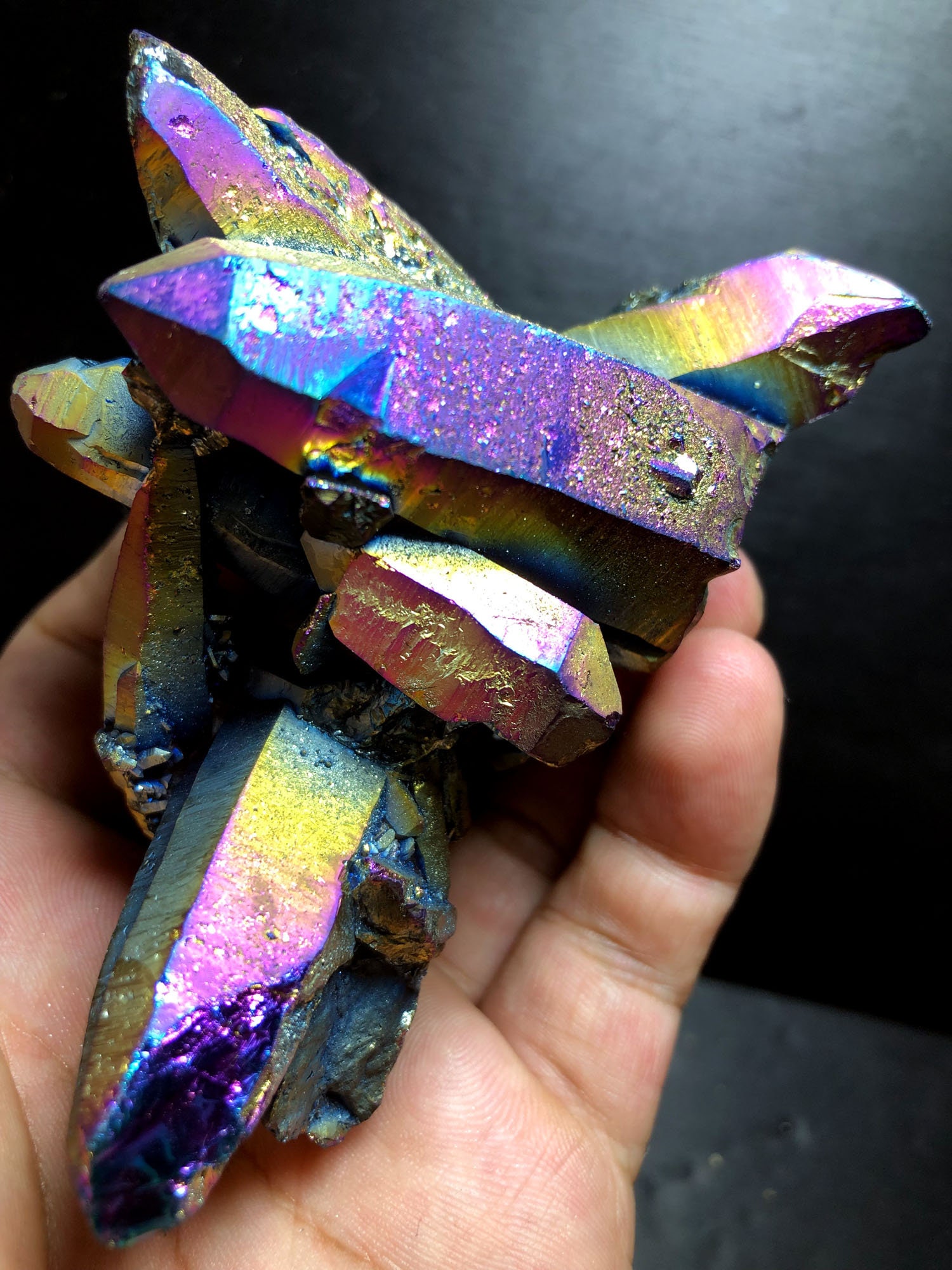 222g Rainbow Titanium Plated Crystal Cluster Color-changing - Etsy