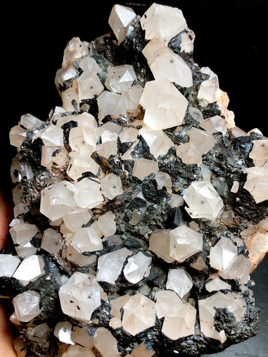 1107g RARE Natural Hollandite Star Quartz CRYSTAL Point &trapiche Hair ...
