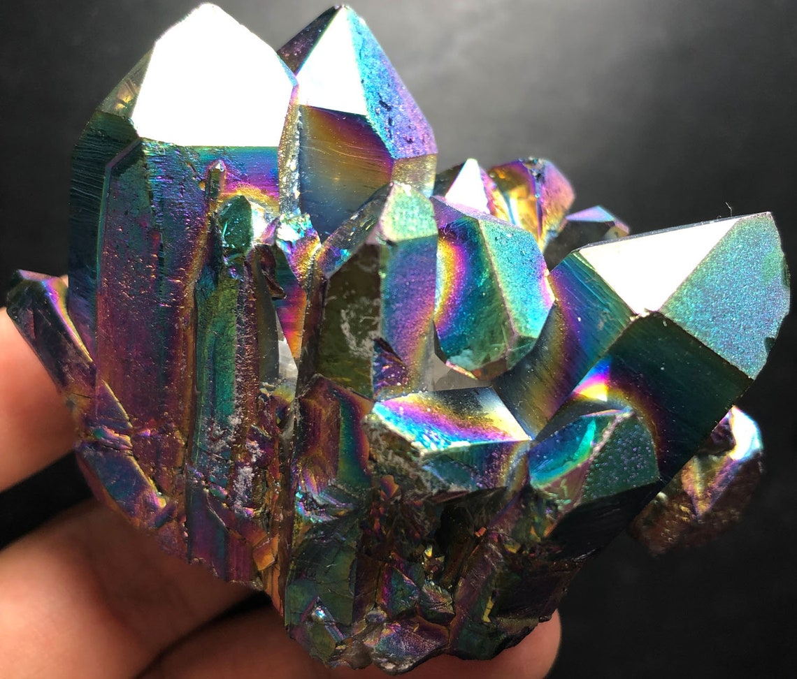 219g Rainbow Titanium Plated Crystal Cluster Color-changing - Etsy