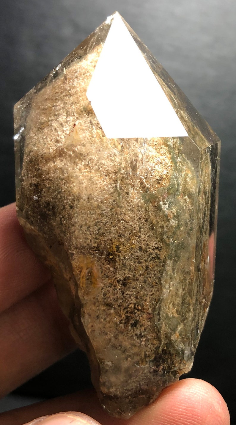 85g Natural Phantom 'green Ghost' QUARTZ Crystal Point Polished Healing ...