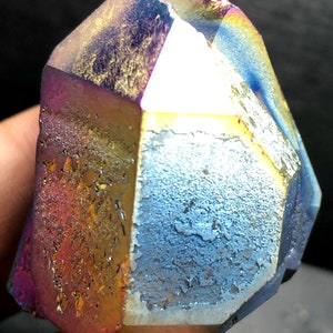 110g Rainbow Titanium Plated Crystal Cluster, Color-changing Crystal ...