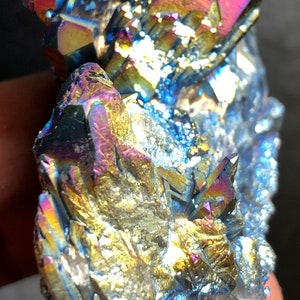 72g Rainbow Titanium Plated Crystal Cluster, Color-changing Crystal ...