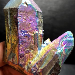 92g Rainbow Titanium Plated Crystal Cluster, Color-changing Crystal ...