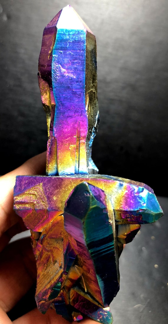 135g Rainbow Titanium Plated Crystal Cluster Color-changing | Etsy