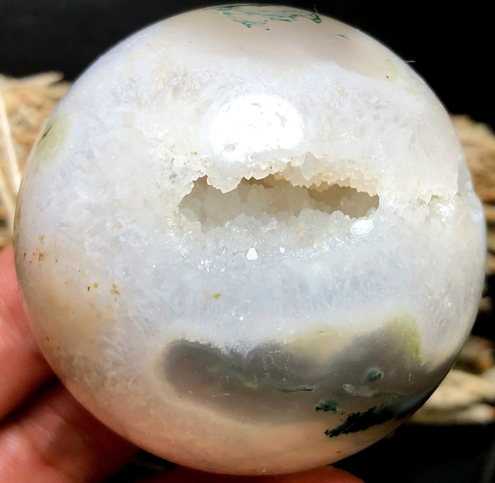 Moss Agate Quartz Geode Sphere: Sea Jasper Crystal Ball (51mm) - Etsy