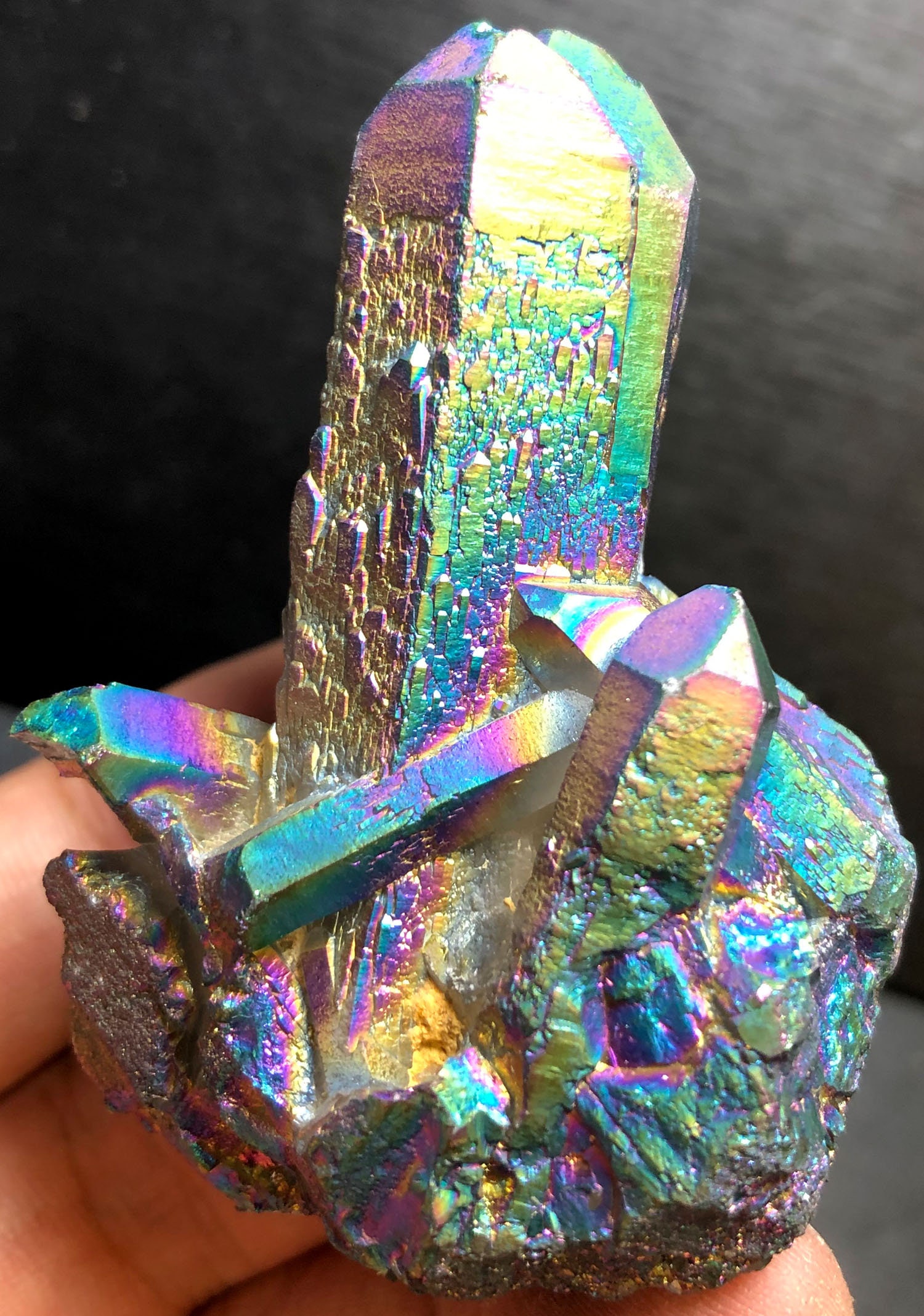 Rainbow Titanium Coated Crystal Cluster (91g) - Etsy