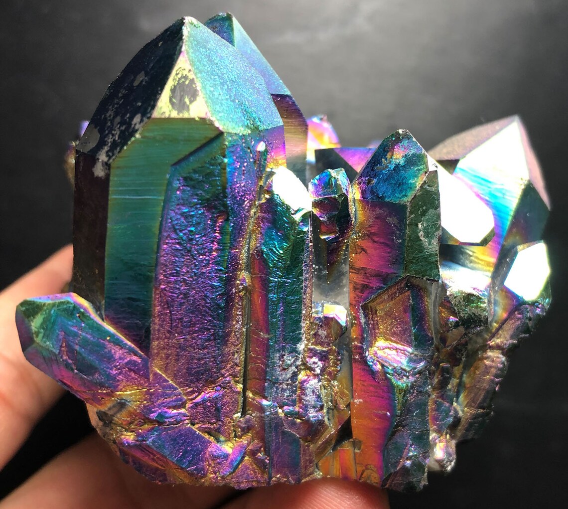 219g Rainbow Titanium Plated Crystal Cluster Color-changing - Etsy