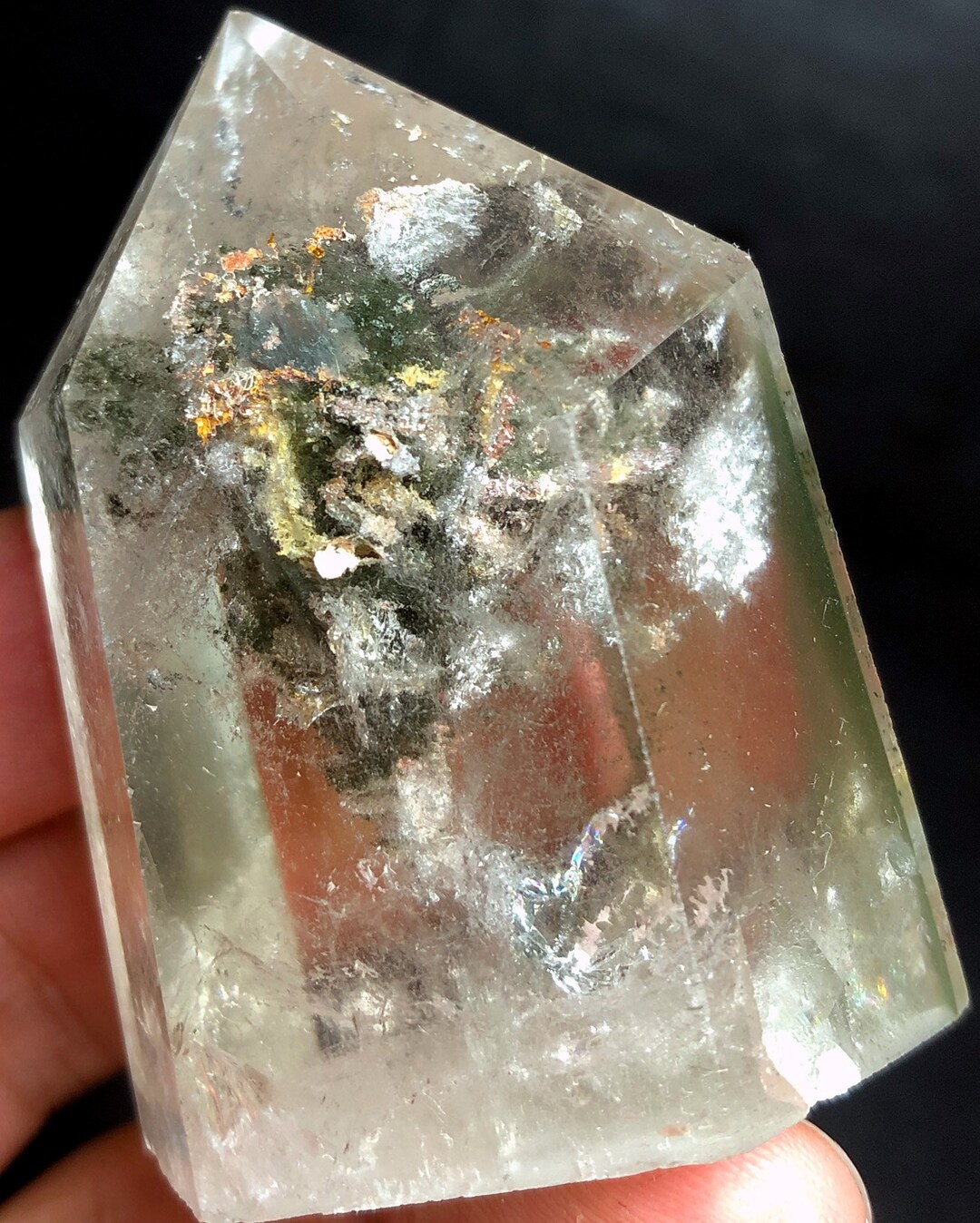 102g Natural Phantom 'green Ghost' QUARTZ Crystal Point Polished ...