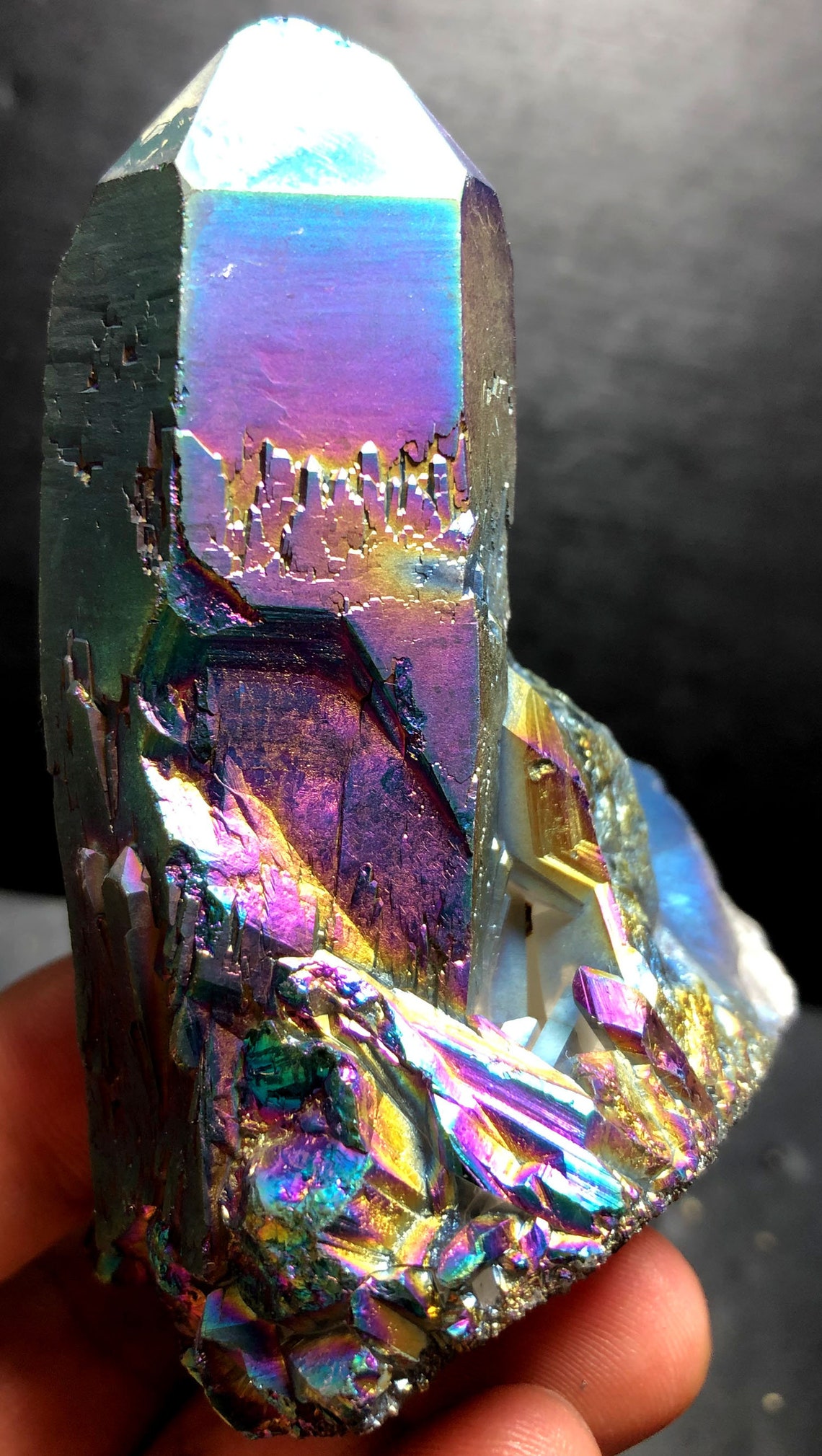 175g Rainbow Titanium Plated Crystal Cluster Color-changing | Etsy