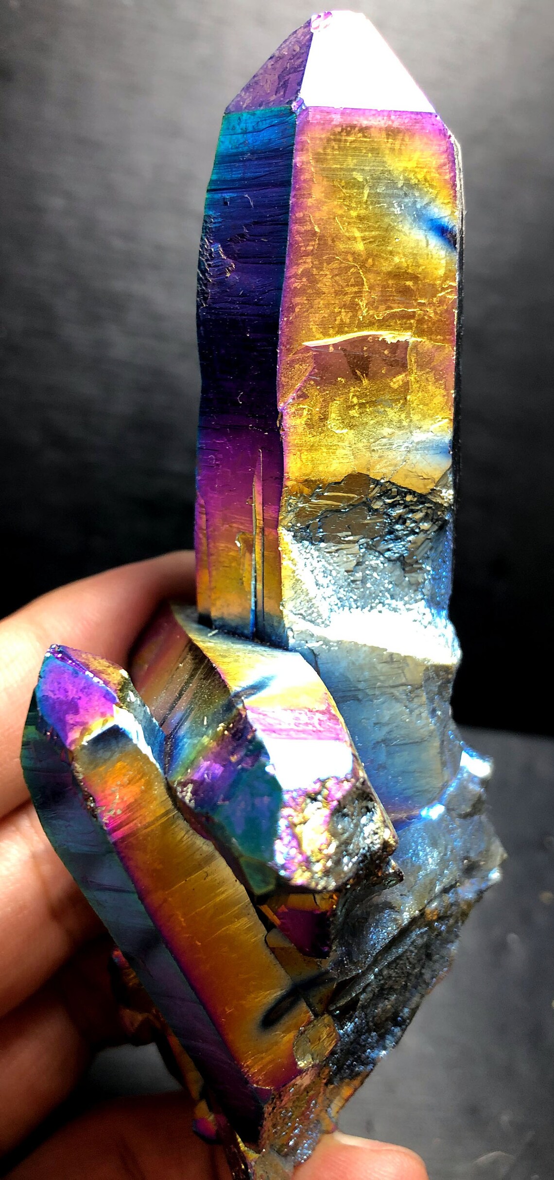 Rainbow Titanium Plated Crystal Cluster (135g) - Etsy