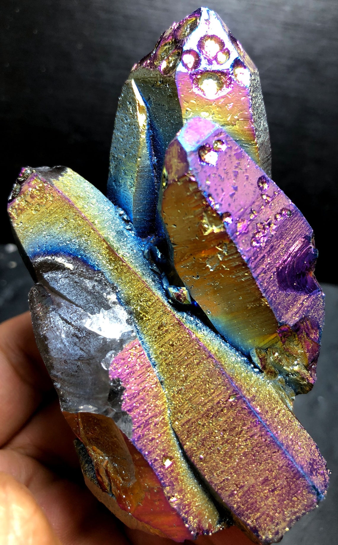 195g Rainbow Titanium plated Crystal Cluster color-changing | Etsy