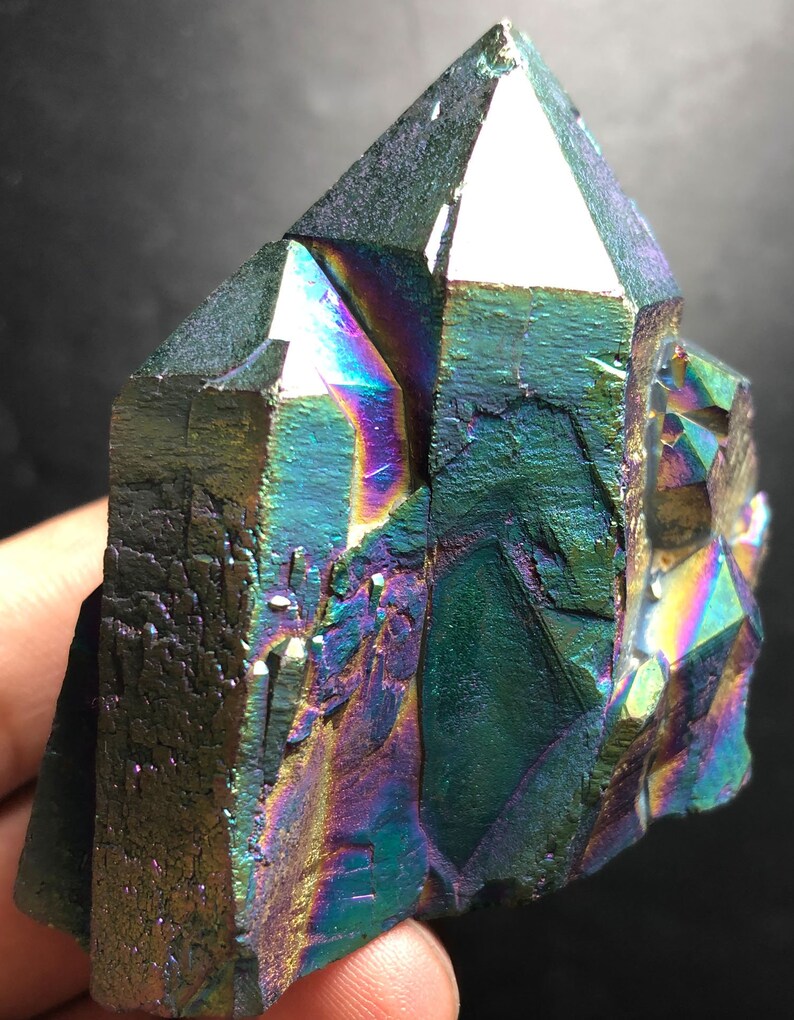 165g Rainbow Titanium Plated Crystal Cluster Color-changing | Etsy