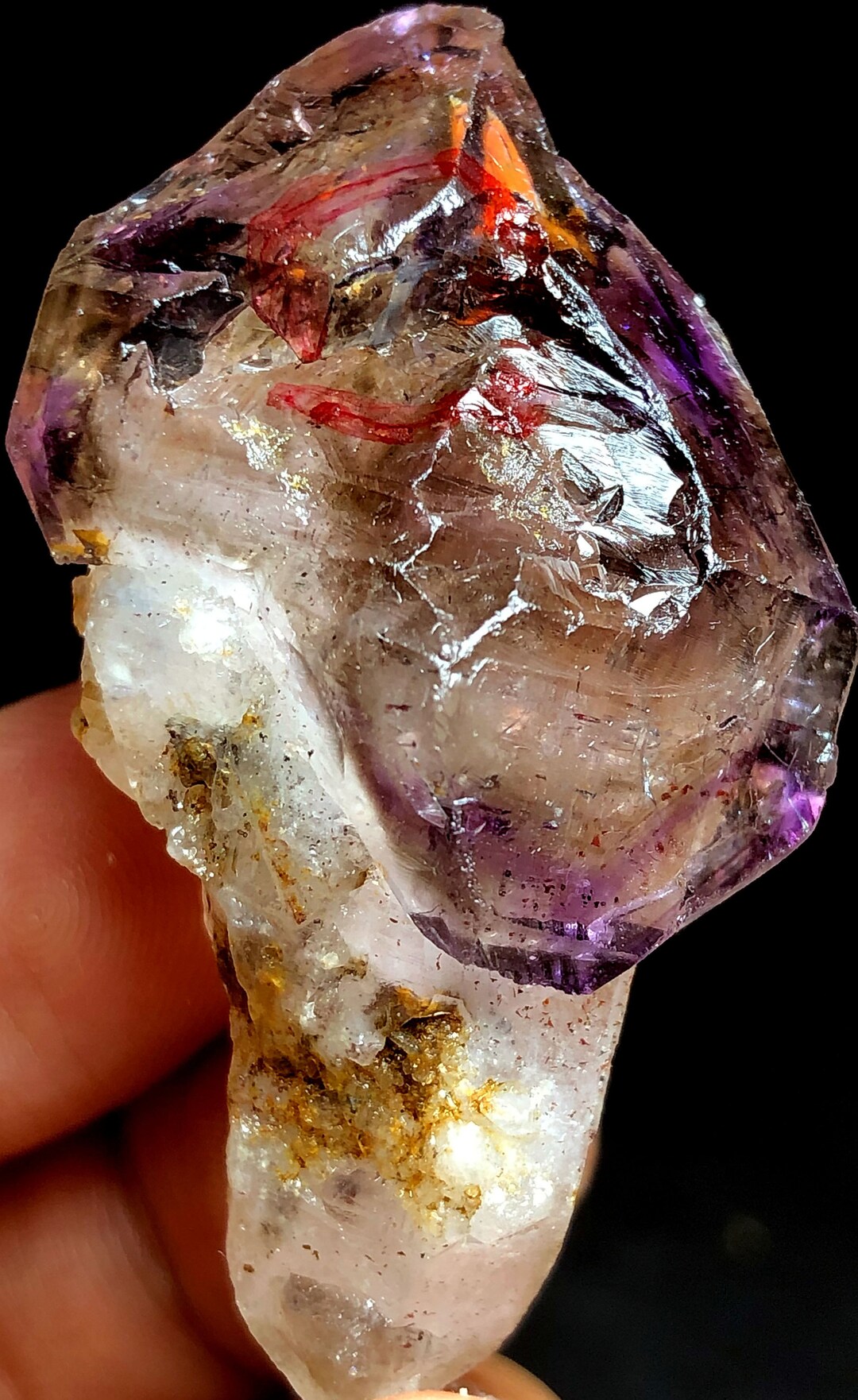 32g Super Seven Skeletal Amethyst Quartz Crystal/moving Water Bubble ...