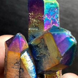 35g Rainbow Titanium Plated Crystal Cluster, Color-changing Crystal ...