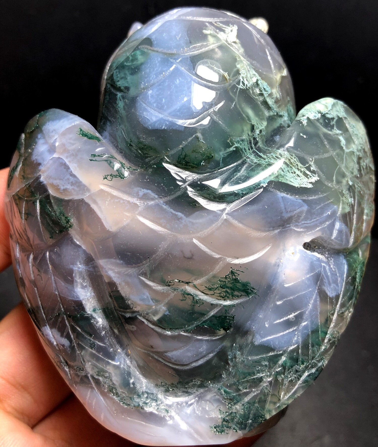 Moss Agate Owl 269g Wow Sea Jasper Crystal Ocean Jasper - Etsy