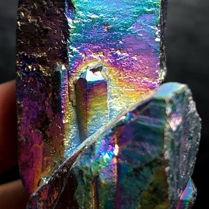 92g Rainbow Titanium Plated Crystal Cluster, Color-changing Crystal ...