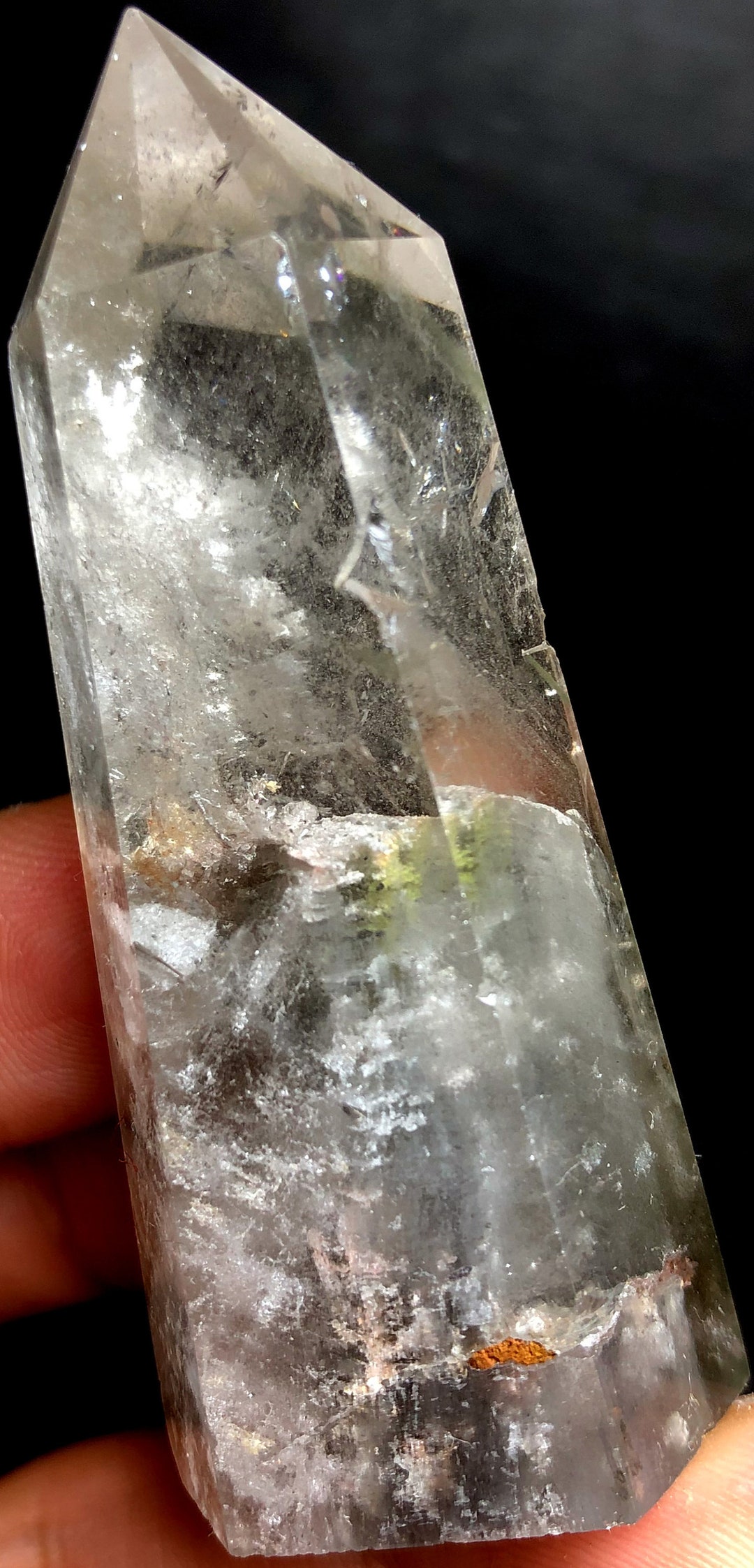 60g Natural Phantom 'green Ghost' QUARTZ Crystal Point Polished Healing ...
