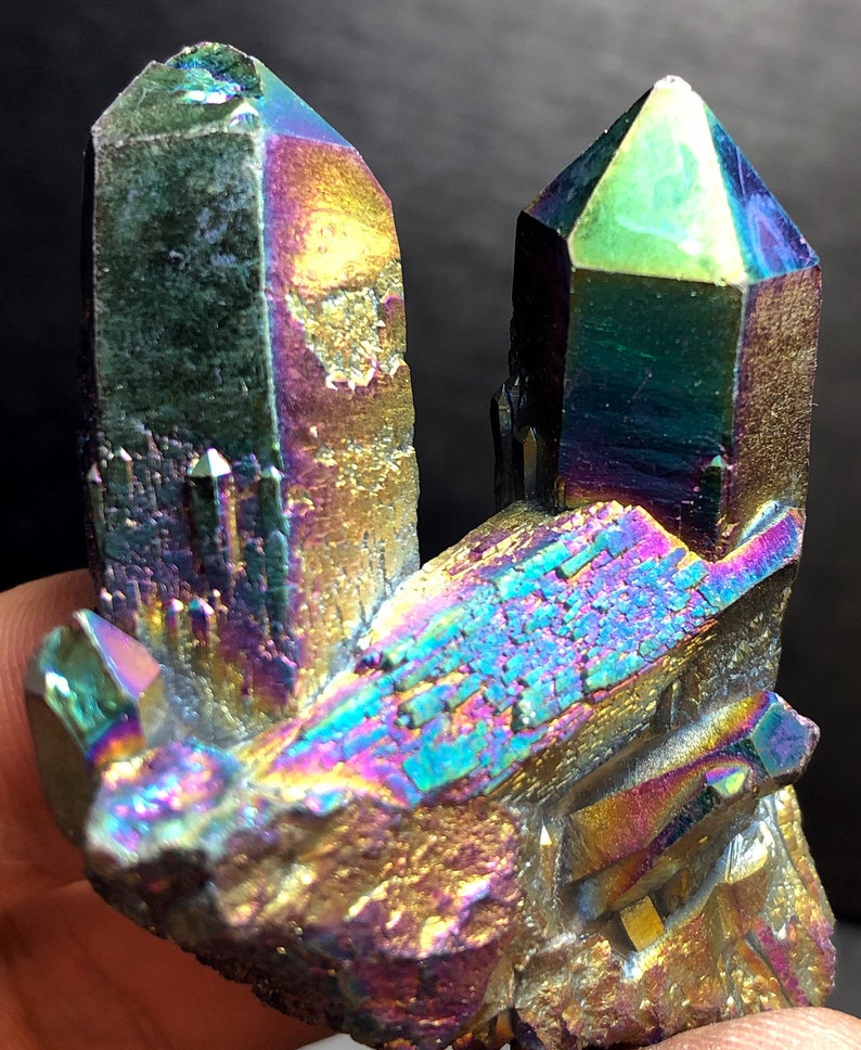 49g Rainbow Titanium plated Crystal Cluster color-changing | Etsy