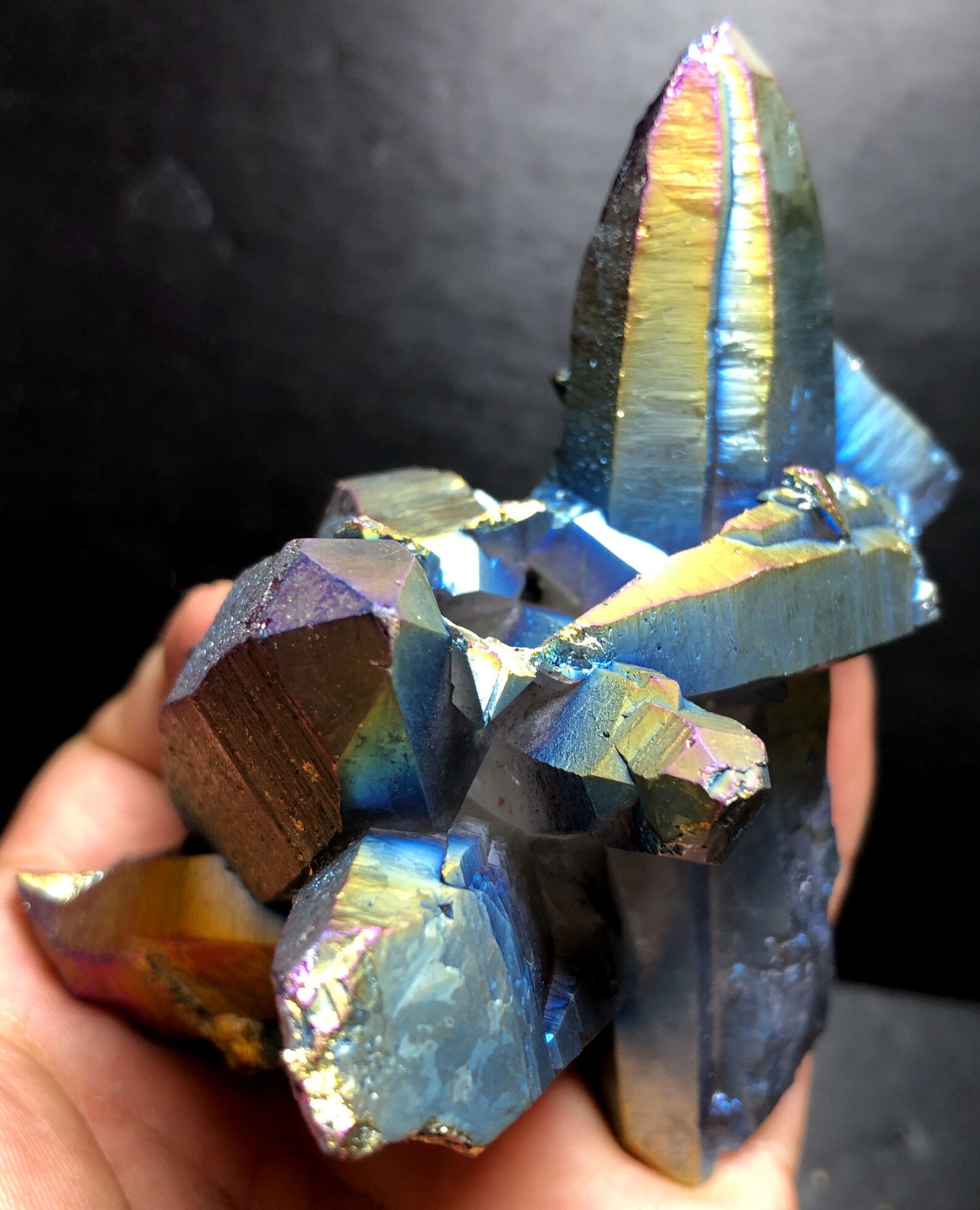 222g Rainbow Titanium Plated Crystal Cluster Color-changing - Etsy