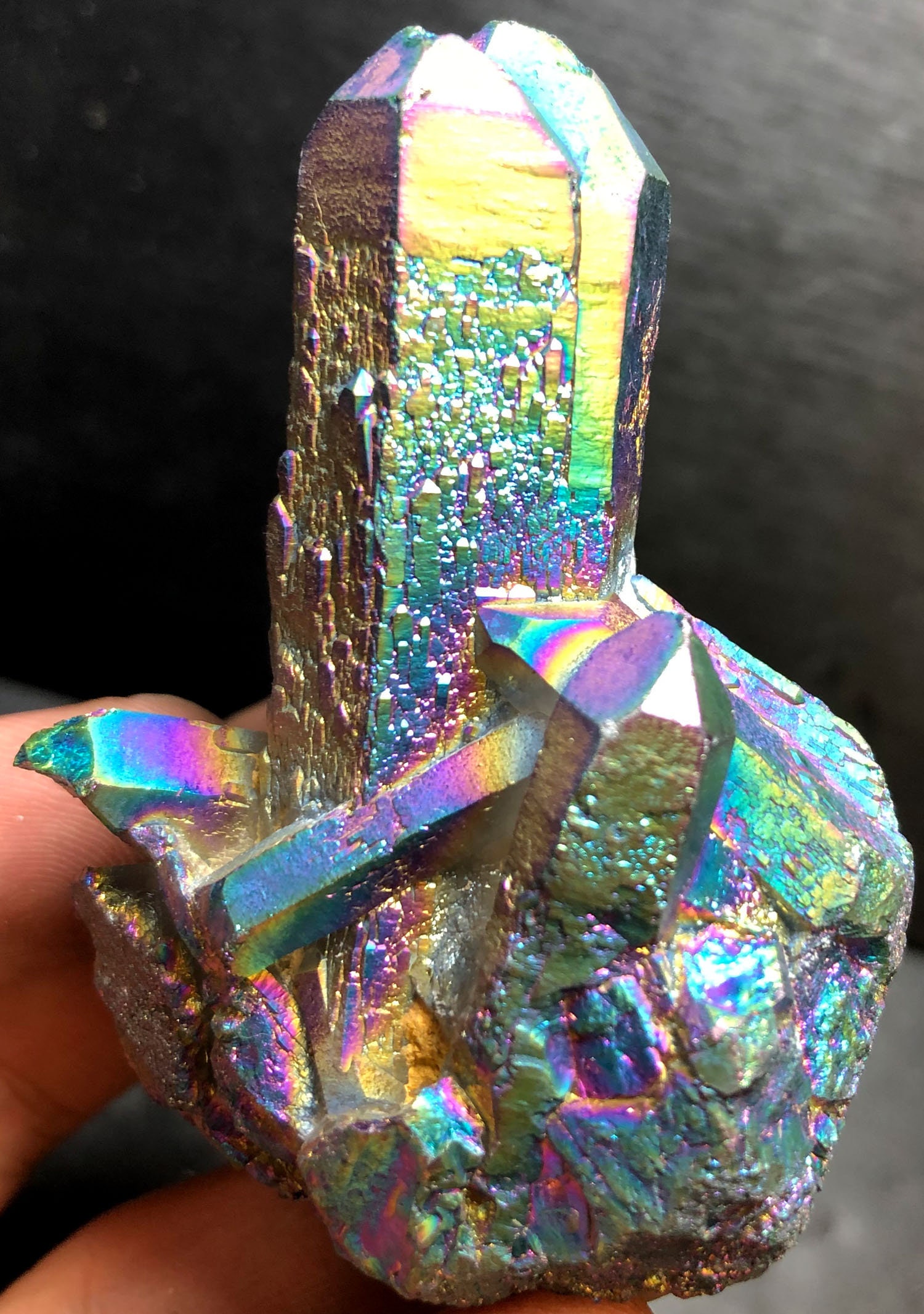 Rainbow Titanium Coated Crystal Cluster (91g) - Etsy