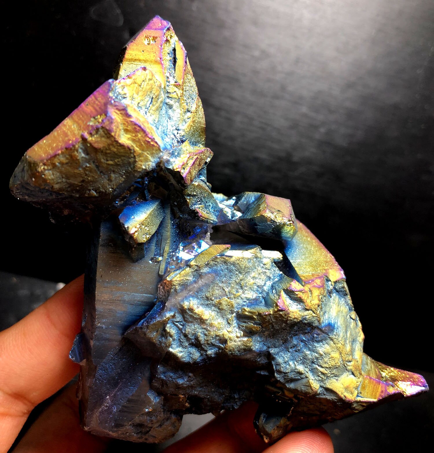 222g Rainbow Titanium Plated Crystal Cluster Color-changing - Etsy