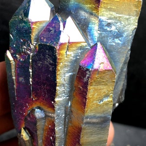 103g Rainbow Titanium Plated Crystal Cluster, Color-changing Crystal ...