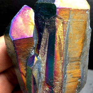 103g Rainbow Titanium Plated Crystal Cluster, Color-changing Crystal ...