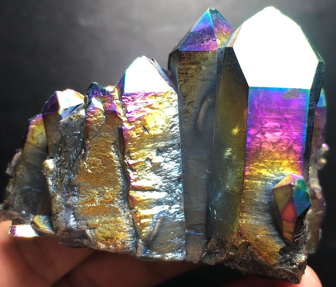 219g Rainbow Titanium Plated Crystal Cluster Color-changing | Etsy