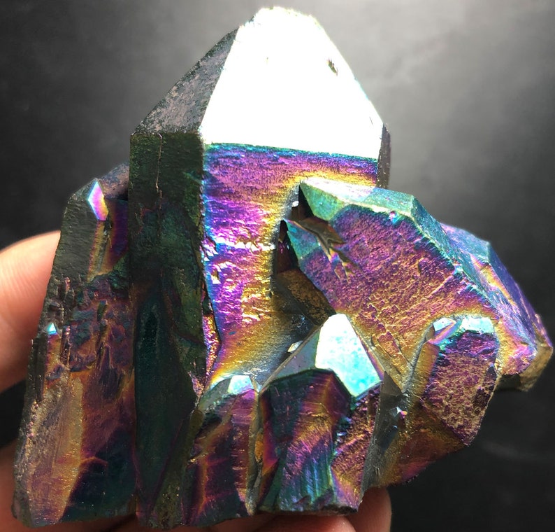 165g Rainbow Titanium Plated Crystal Cluster Color-changing | Etsy