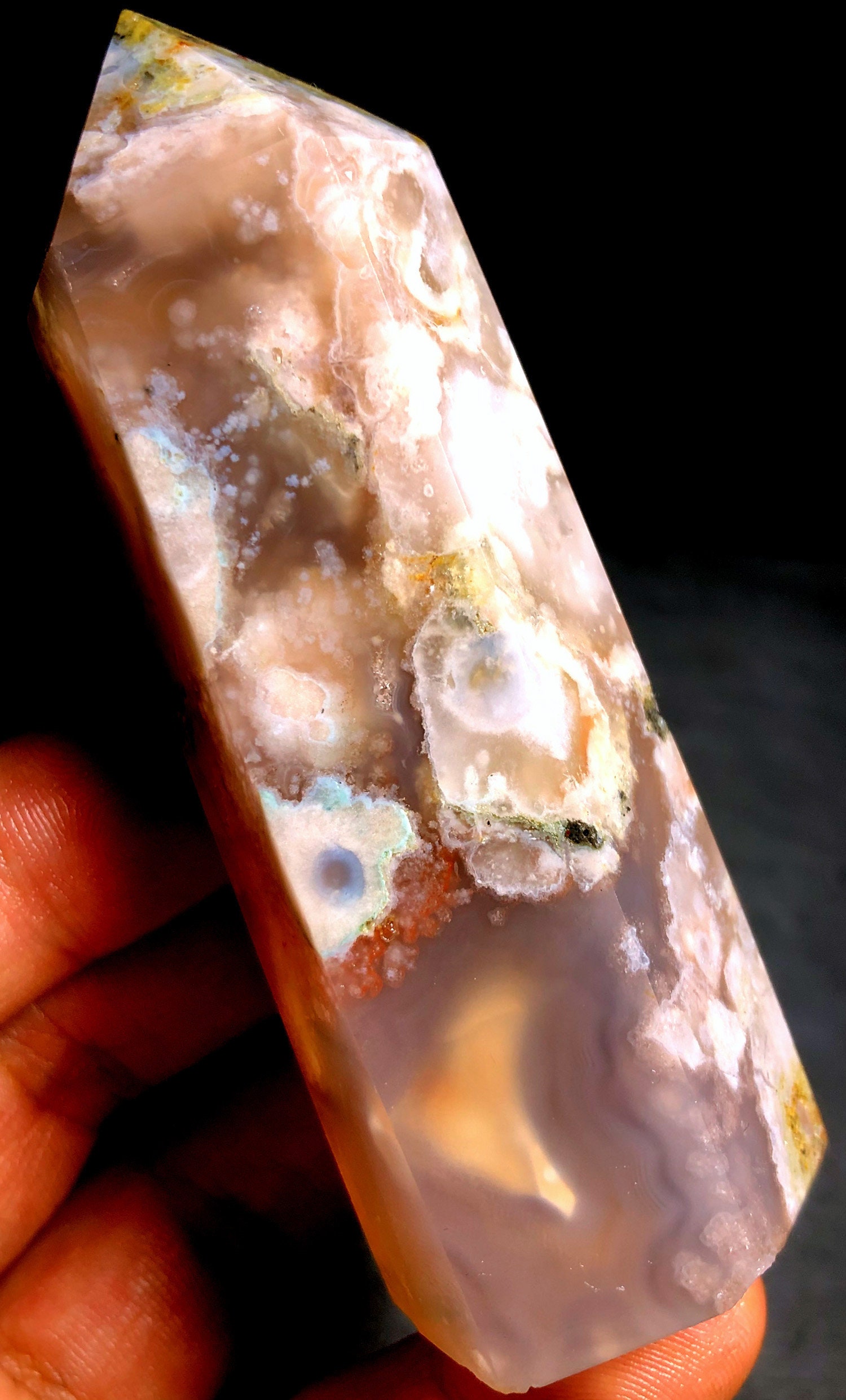 134g Flower agate Snowflake Cherry Blossom Flower Quartz Geode | Etsy